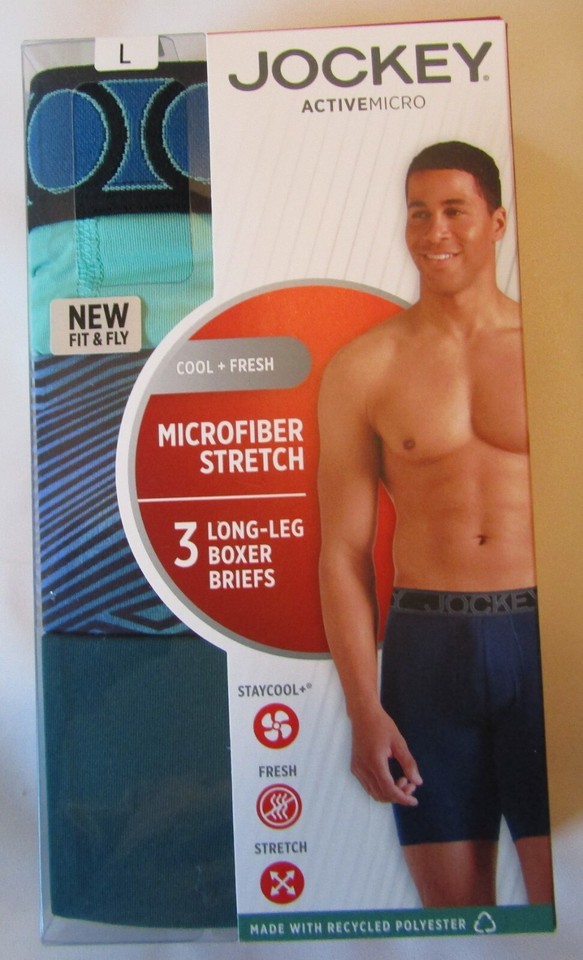 Jockey Active Microfiber 9" Long Leg Boxer Briefs - 3 Pack - Men's Size ...