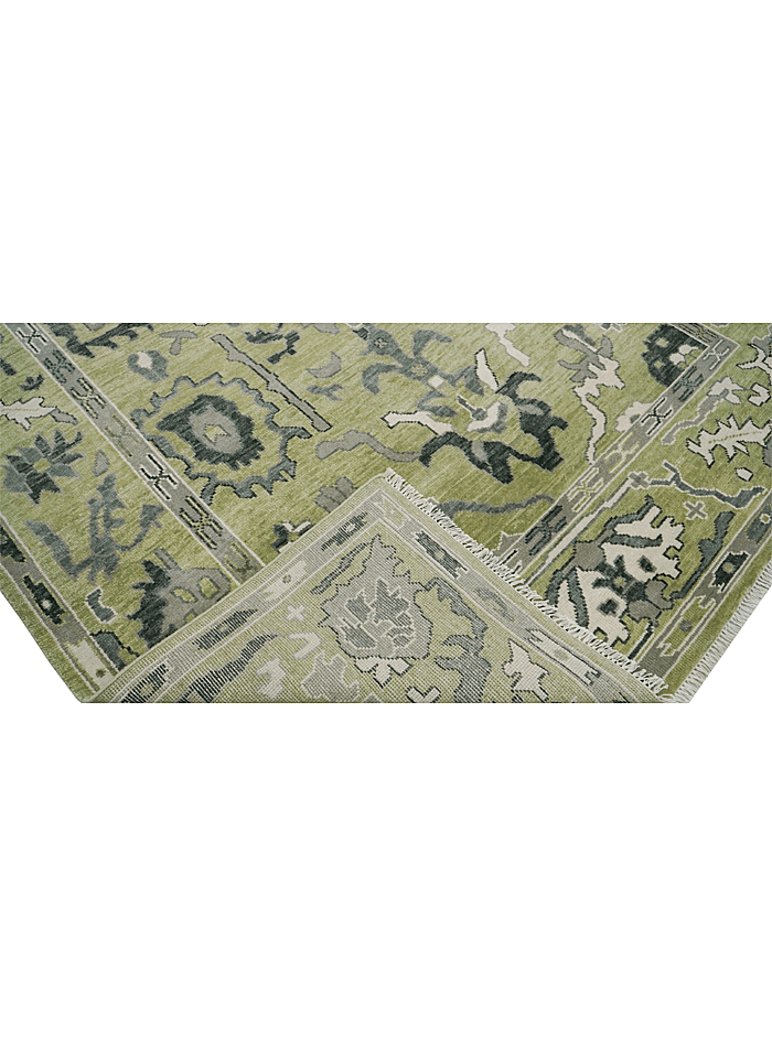 Bohemian Sage Green Area Rug Hank Knotted Premium Oushak 100% Wool Rug ...