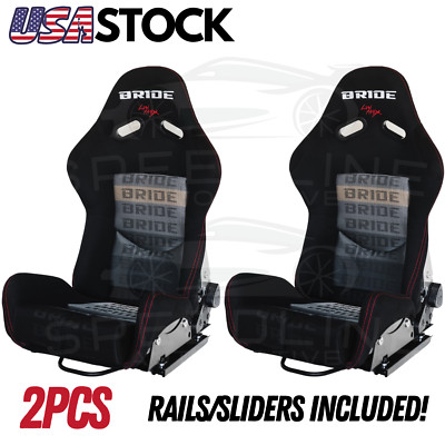 2PCS BRIDE Seats Low Max Racing Black Gradient Style Seat Adjustable ...