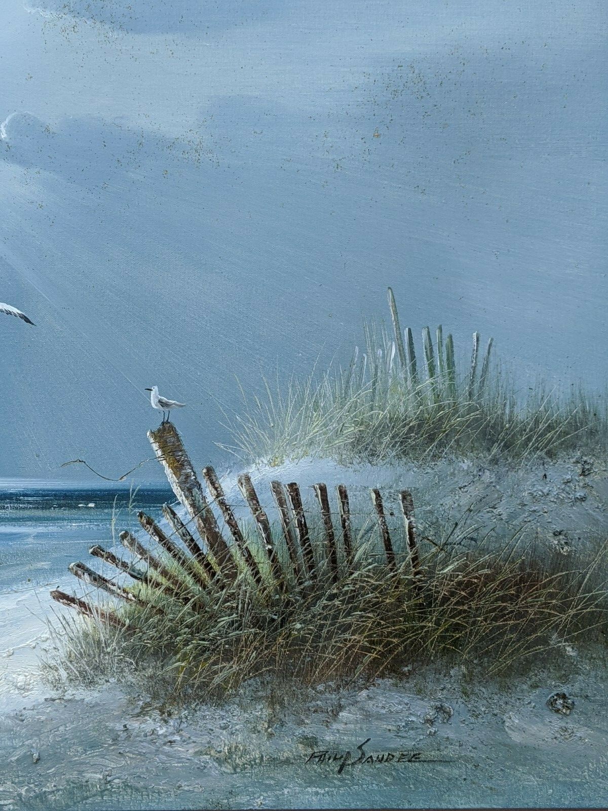 Philip Sandee Signed 36 x 24" Original Oil on Canvas Painting Beach ...