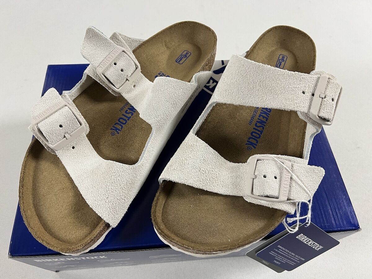 BIRKENSTOCK ARIZONA SOFT FOOTBED SUEDE ANTIQUE WHITE US 8 BIRKENSTOCK ARIZONA SOFT FOOTBED SUEDE ANTIQUE WHITE US 8