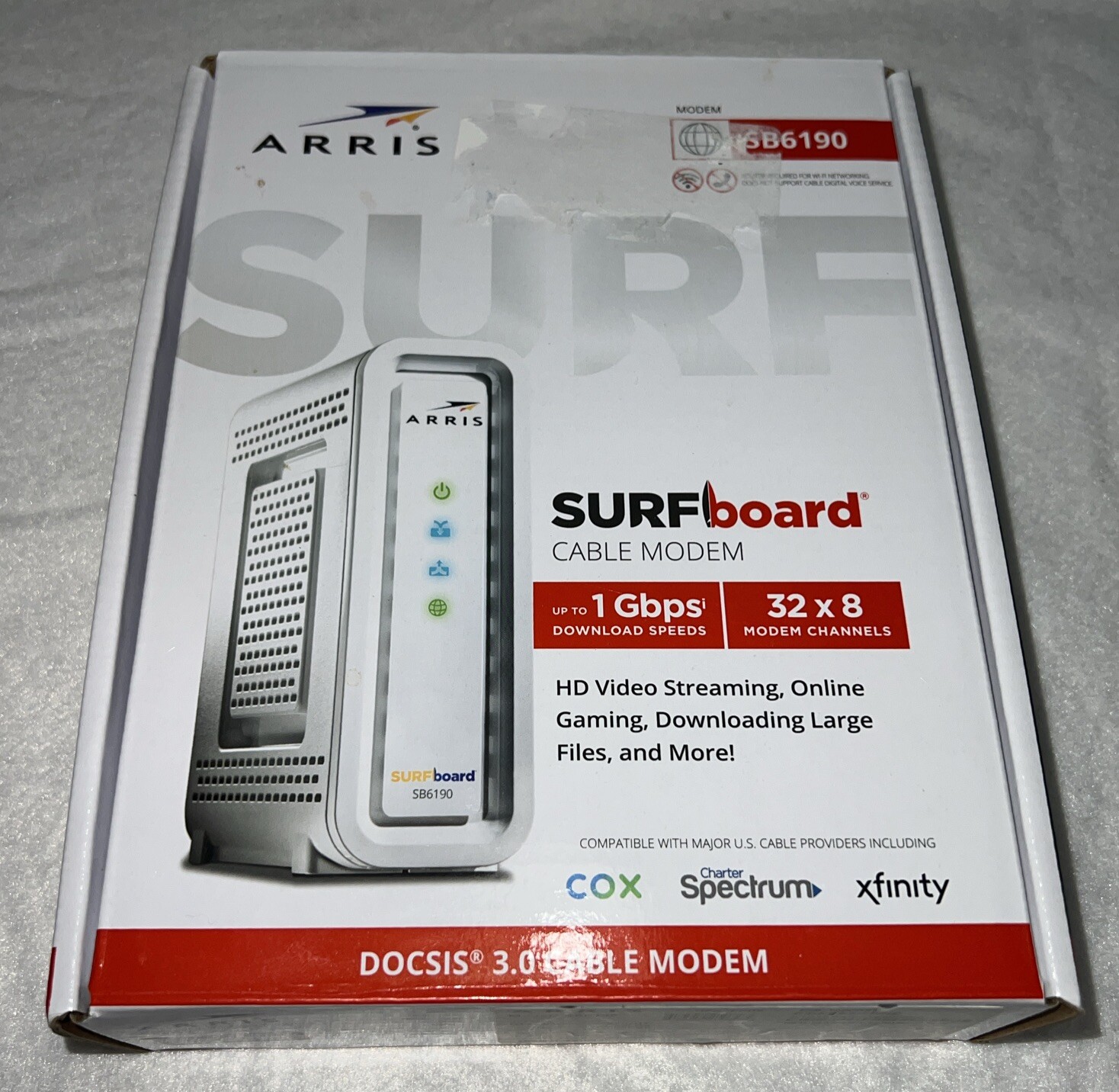 ARRIS Surf Surfboard, 1.4 Gbps, 32 x 8 model channels, DOCSIS 3.0, NIB ...