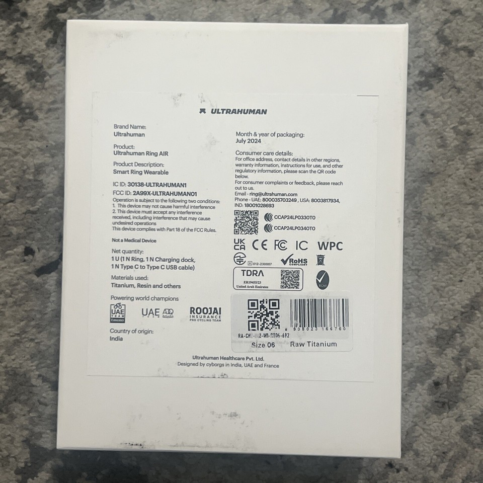 Ultrahuman Ring AIR - Size 6 - Raw Titanium - Open Box! | eBay