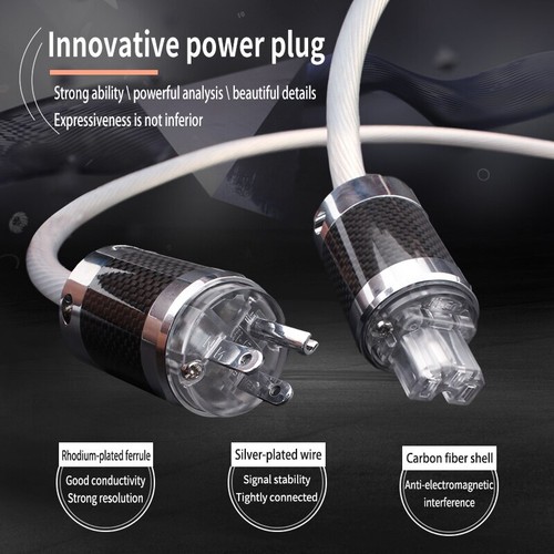 HiFi Audio Power Cable Silver-plated Supply Mains Cord W/ US EU AU NZ ...