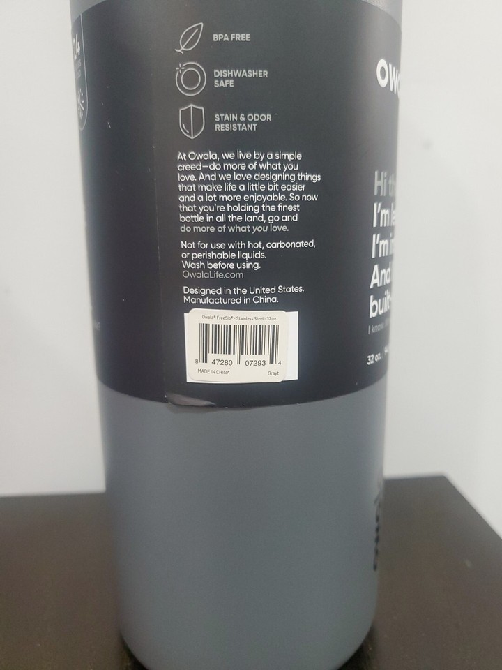 Owala FreeSip Stainless Steel Water Bottle / 32oz / Color: Grayt | eBay