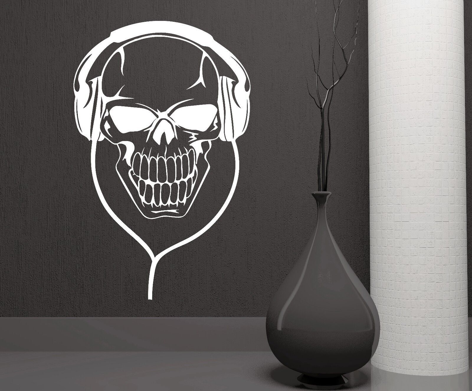 Wall Vinyl Sticker Decal Skull in Headphones Music Notes Decor (z1081 ...
