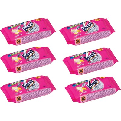 6 x Vanish Fabric Stain Remover Soap Bar Pre-Wash Bar 75g Fabric ...