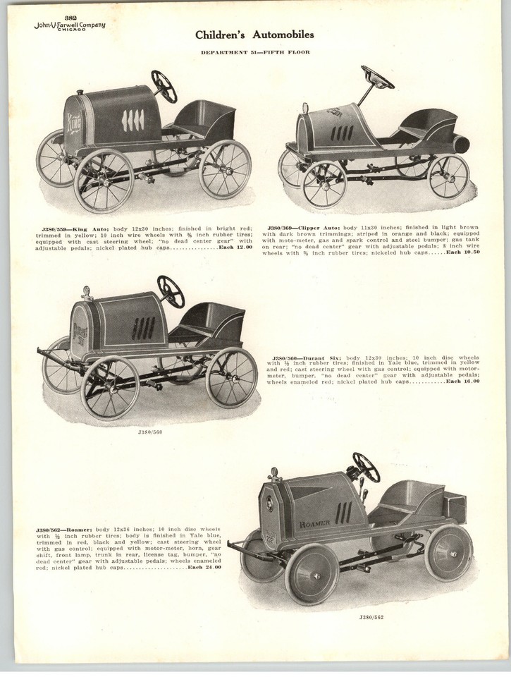 1925 PAPER AD Blue Streak Chummy Roadster Coaster Wagon Pedal Car Star ...