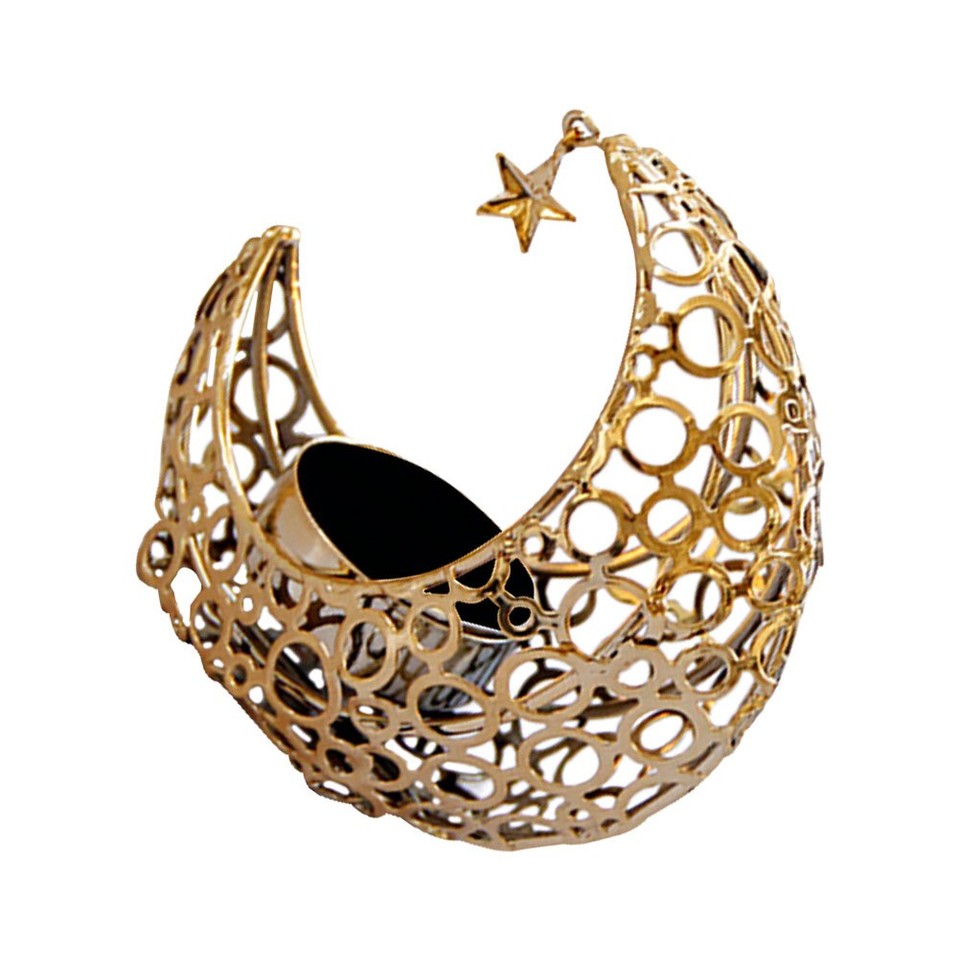Metal Crescent Candle Holder Moon Shaped Candlestick Hook Table ...