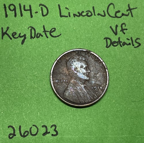 1914-D Lincoln Wheat Cent / Penny 1c Vf Very Fine Details Key Date US ...