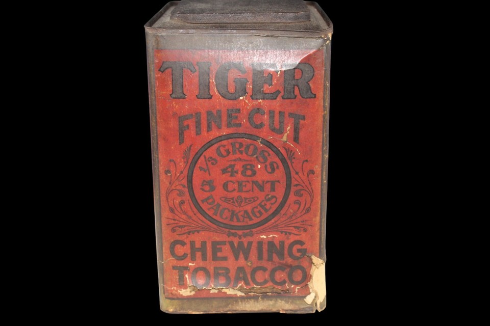 Antique Bright Tiger Fine Cut Chewing Tobacco Store Counter Tin ...