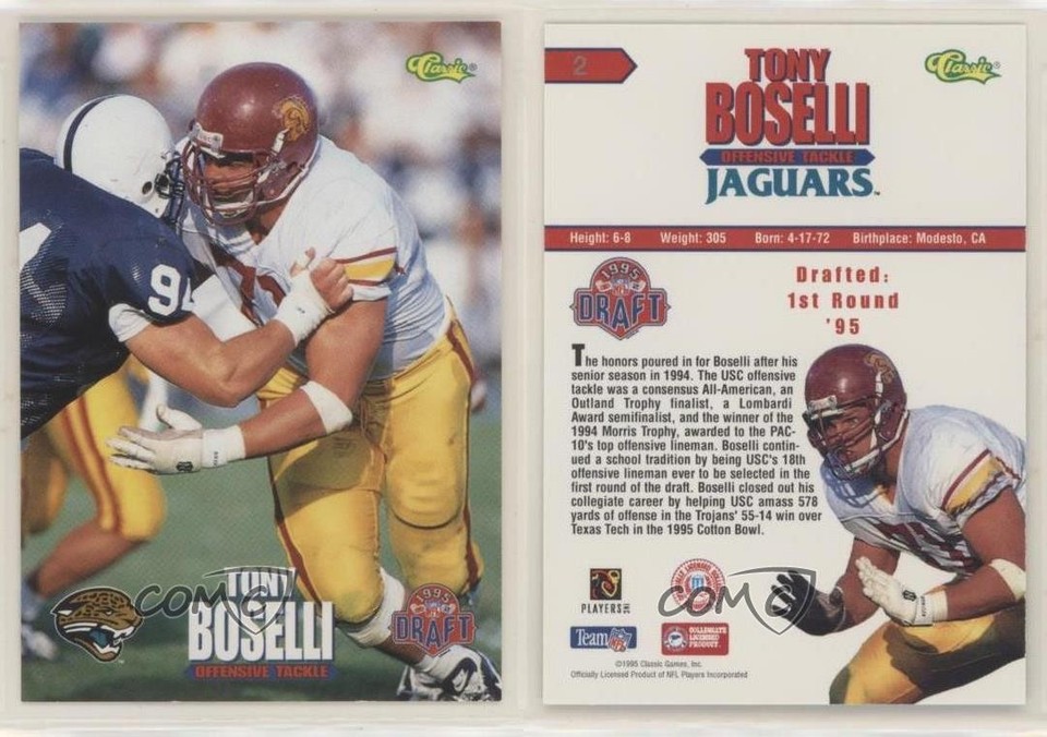1995 Classic NFL Draft Tony Boselli #2 b5y | eBay