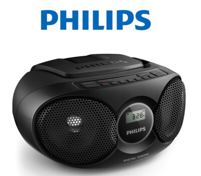 Philips CD Soundmachine BoomBox Portable CD/FM Radio Player - Black ...