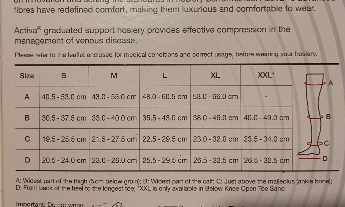 Activa Class2 (18-24mmHg) Below Knee Closed Toe Sand Medium for sale ...