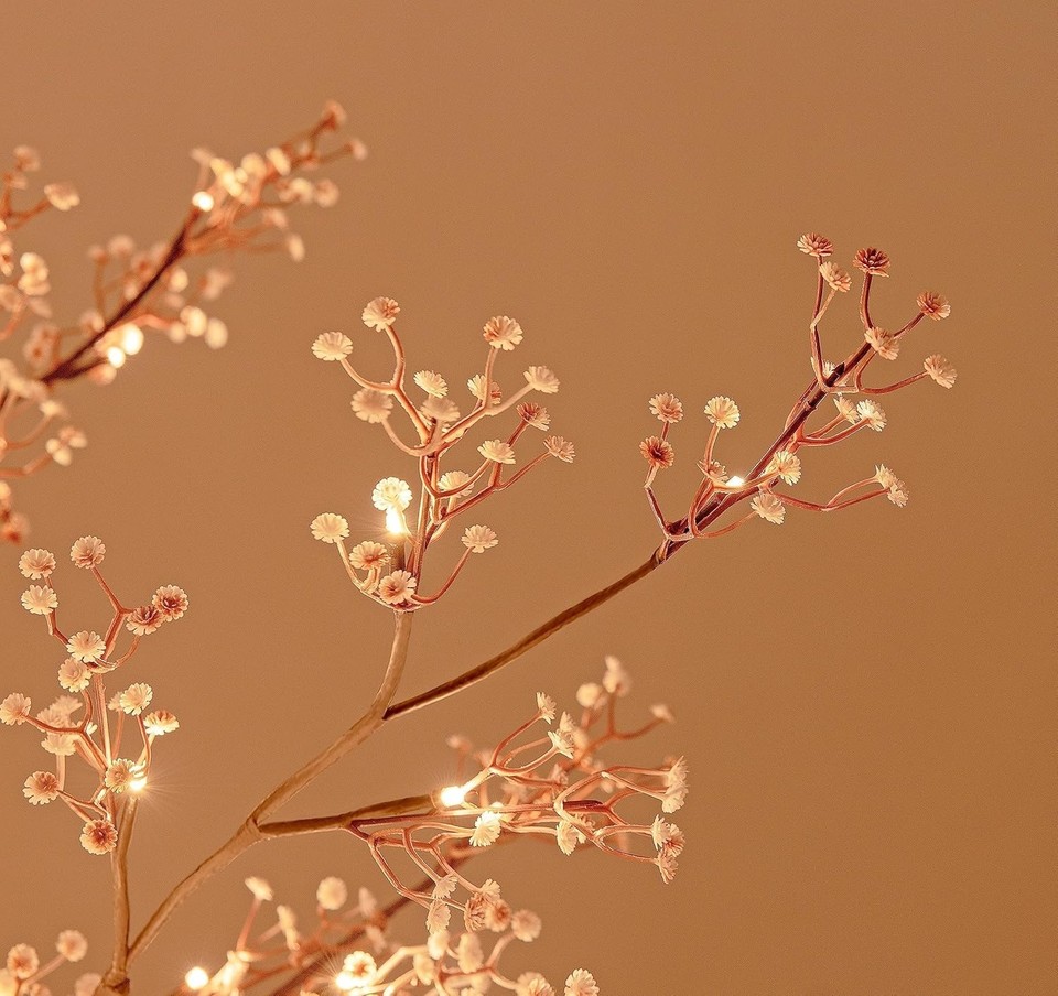 6FT Lighted Gypsophila Tree 176 LED Warm White Baby Breath Flower Pink ...