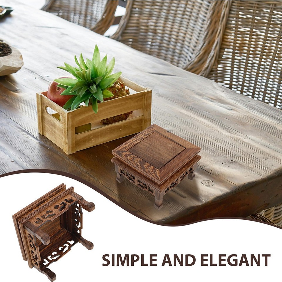 Rectangular Wooden Footed Stand Wood Riser for Indoor Plant Flower Pot ...