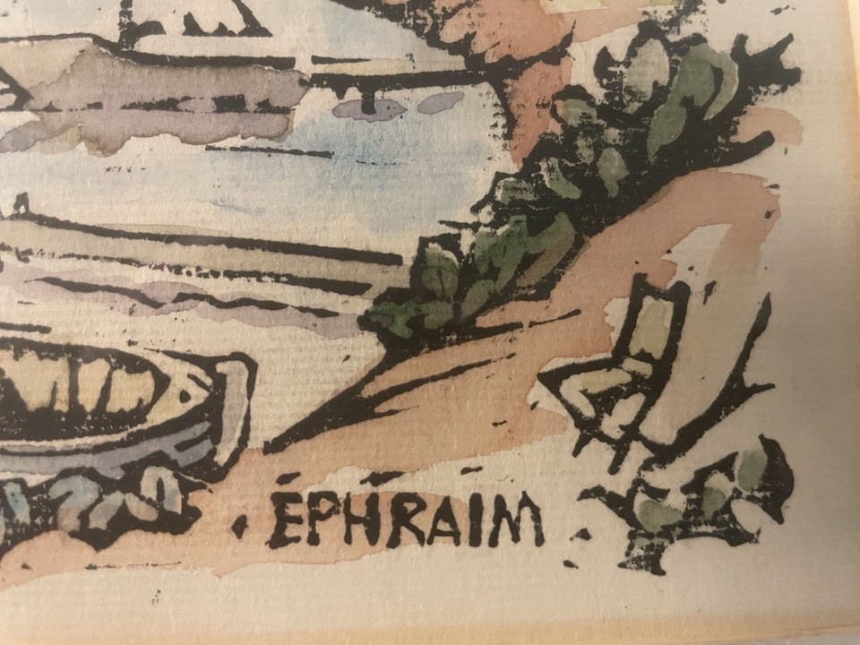 Max Fernekes Watercolor Block Print Ephraim Wisconsin | eBay