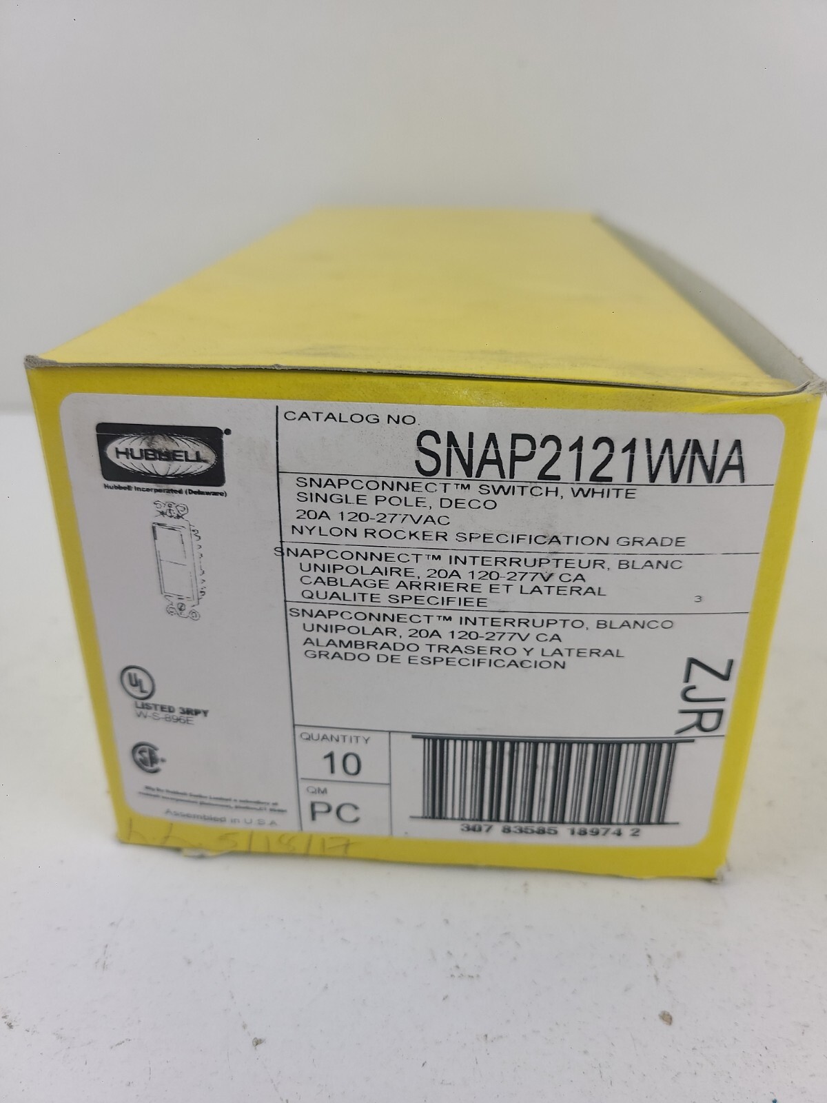 10PC Hubbell SNAP2121WNA 20A DECORA Single Pole Switch Snap Device | eBay