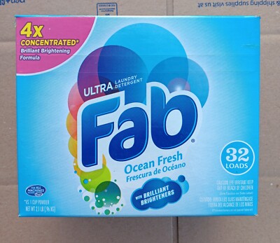 Fab Ultra Powder Laundry Detergent Ocean Fresh 32 Loads Brilliant ...