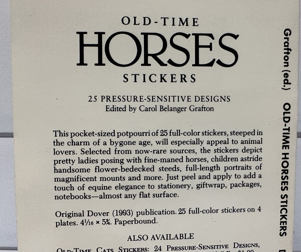 Old-Time Horses Stickers: 25 Pressure-Sensitive Designs Horse Dover ...