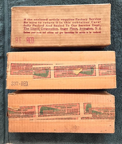 LIONEL PREWAR STANDARD GAUGE SOLID OB'S MARKED : 8E RED; 337 RED; 338 ...