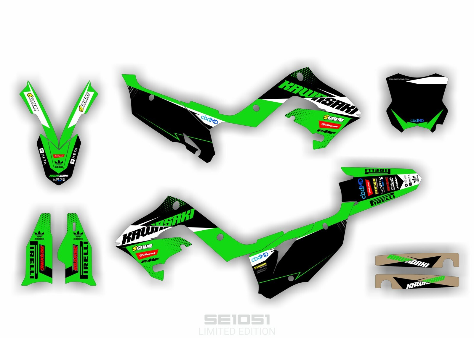 Graphics Kit Restyle Kawasaki KX125 KX250 2003 2004 2005 2006 2007 2008 ...