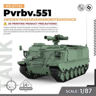 SS87743 1/87 Military Model Kit Sweden Pansarvärnsrobotbandvagn Pvrbv ...