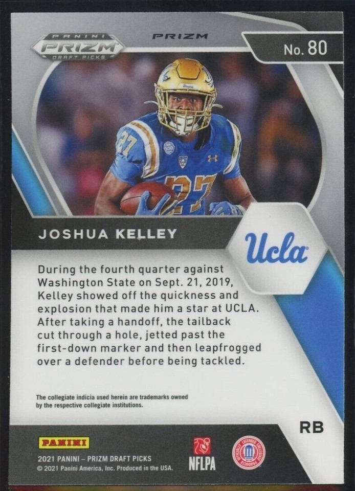 2021 Panini Prizm Draft Picks Joshua Kelley Silver Prizm Chargers #80 ...