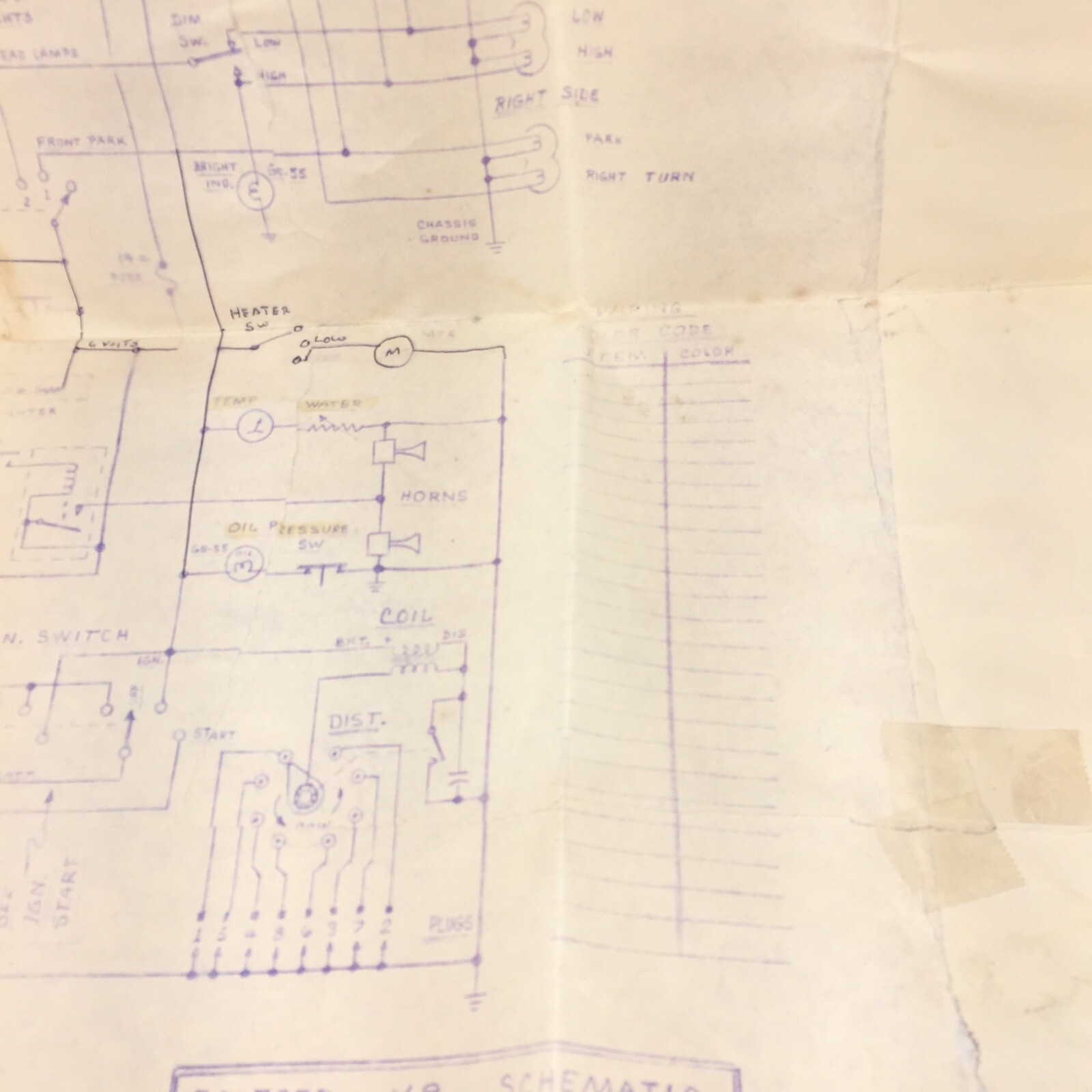 1954 Ford V8 Blueprint Schematic For Electrical Wiring Firing Order ...