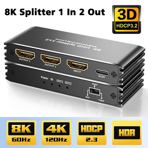 HDMI 2.1 1 In 2 Out 8K@60Hz 4K@120Hz UHD Switcher Splitter for PS4 PS5 PC TV Box | eBay