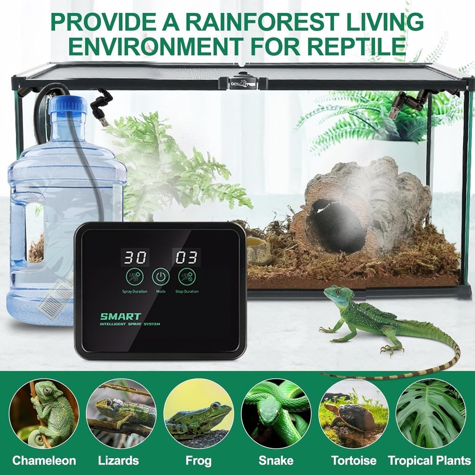 Electronic Reptile Rainforest Terrariums Spray Mist Fogger Sprinkler ...