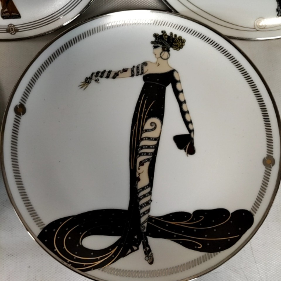 House of Erte Art Deco Decorative Plate Set Vintage Flapper Girl ...