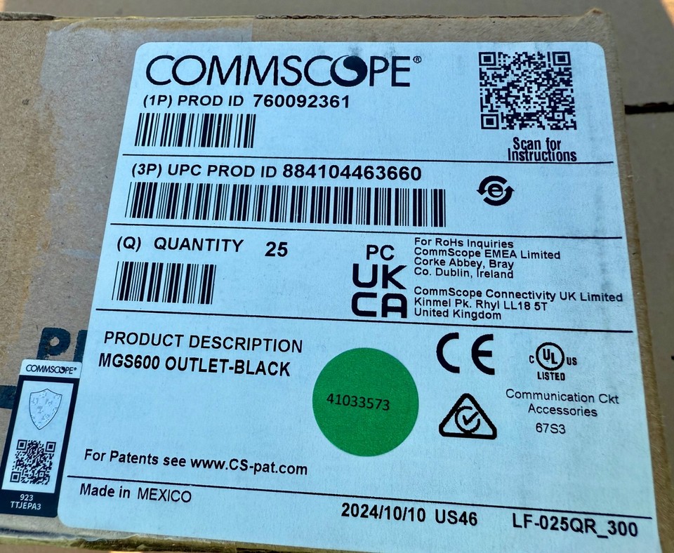 Commscope GigaSPEED X10D MGS600 Series MGS600 Cat6a Jack 760092361 (25 ...