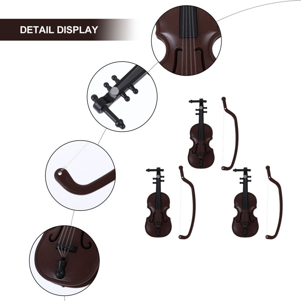 3pcs Mini Violin Ornament Plastic Lifelike Violin Mini House Instrument ...
