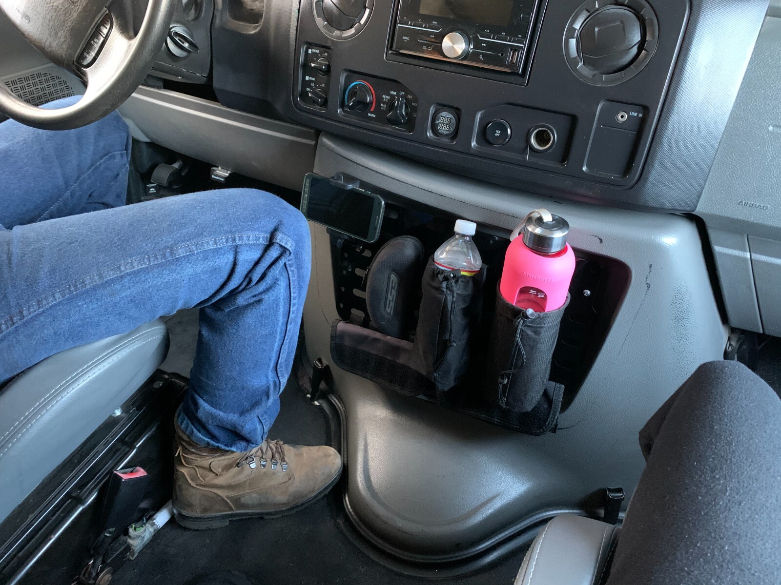 MOLLE PANEL CENTER CONSOLE FORD ECONOLINE VAN 4x4 CELL MOUNT DOGHOUSE ...