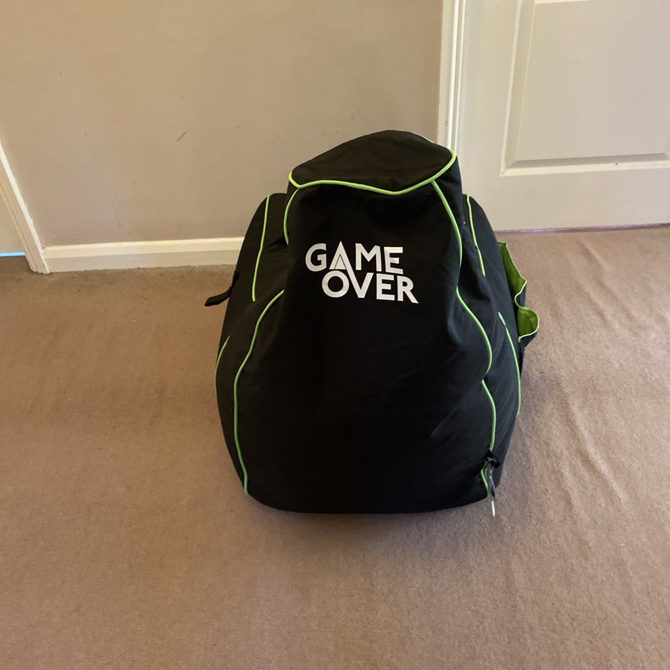 Game Over Gaming Bean Bag Kids Black green trim | eBay UK