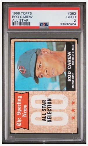 1968 Topps HOF Rod Carew All Star #363 PSA MLB Minnesota Twins - FREE ...