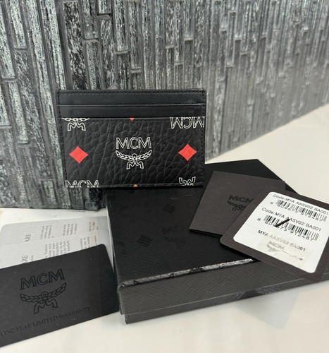 Authentic MCM Black Spectrum Red Diamond Logo Leather Visetos Card ...