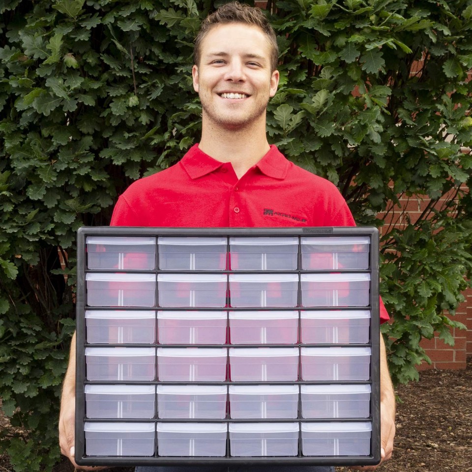 24-Drawer Plastic Drawer Storage Cabinet for Garage Organization, Bead ...