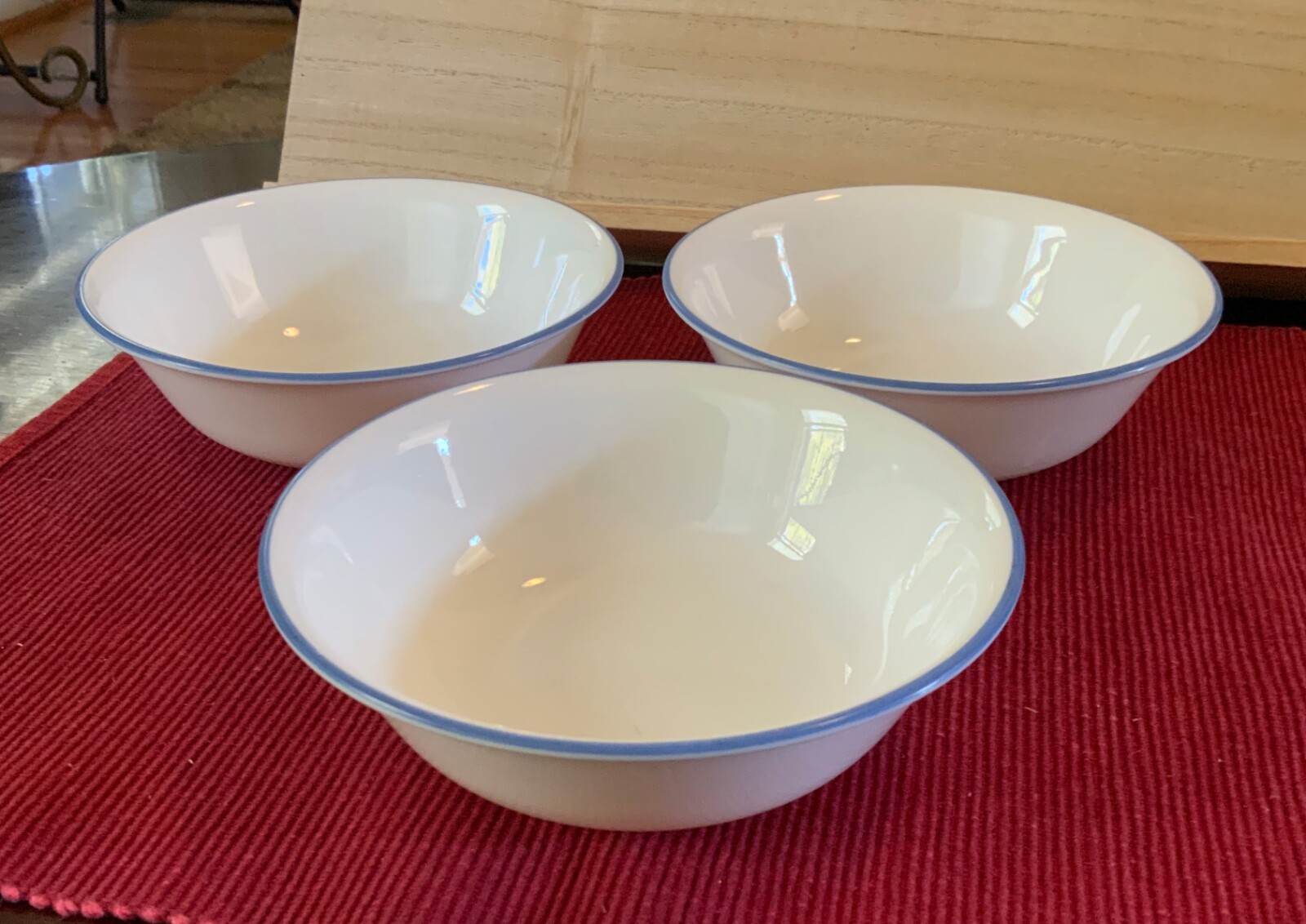Corelle by Corning Royal Blue Rimmed 6 1/4” Cereal Bowls - 3 bowls | eBay