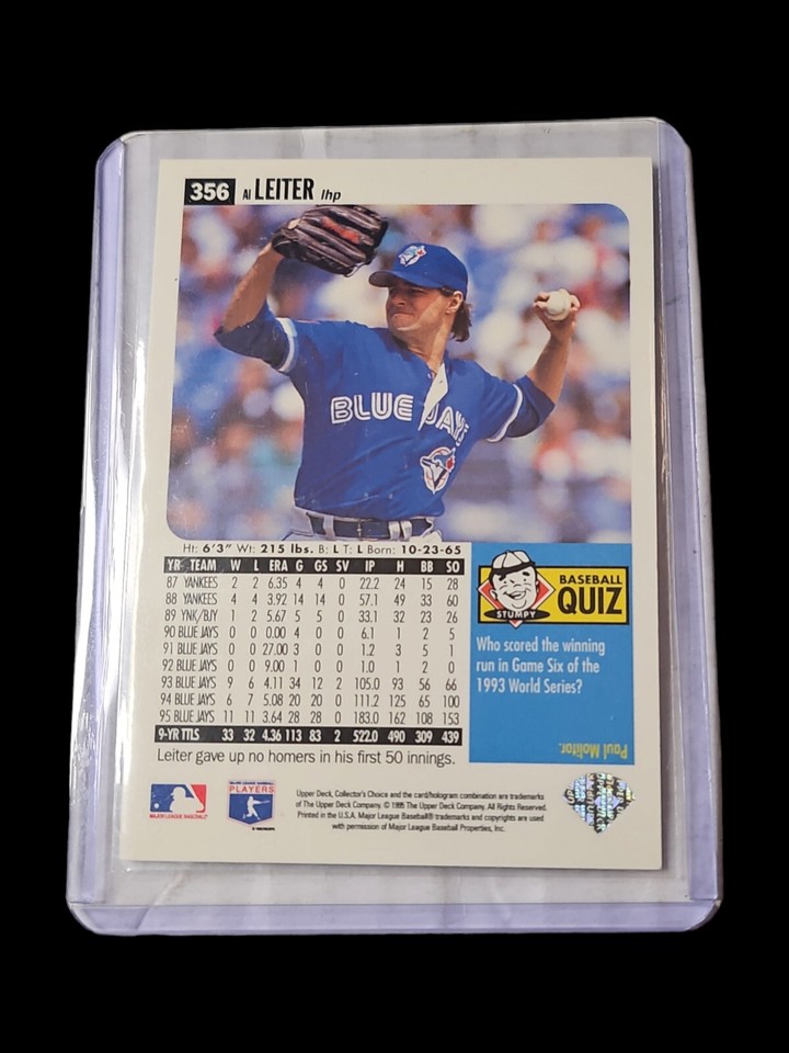 AL LEITER 1996 UPPER DECK BASEBALL CARD 356 BLUE JAYS | eBay