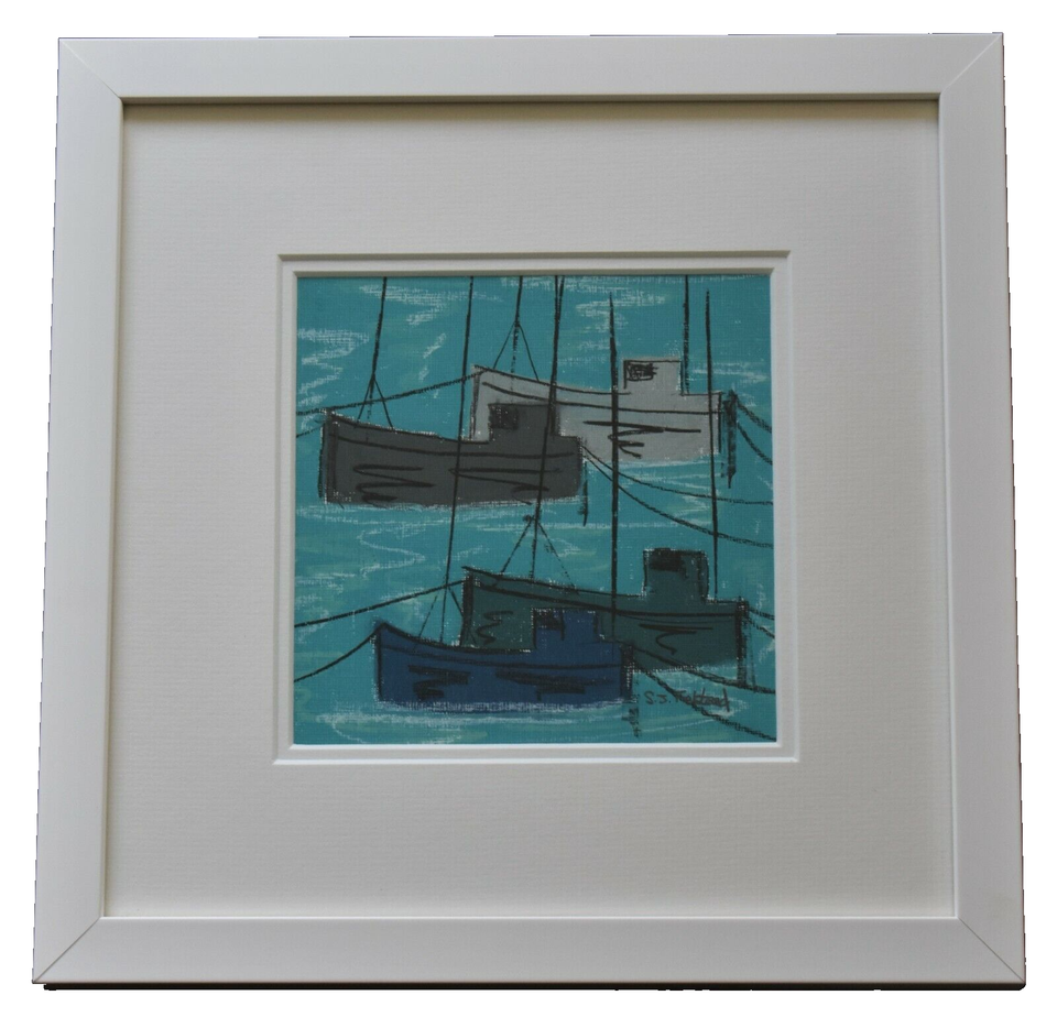 Stephen Felstead Original Pastel Painting Newlyn Boats Cornwall Cornish ...