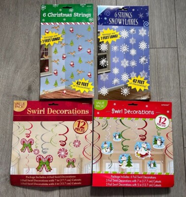 Christmas Hanging Swirls Strings Xmas Party Decoration Ceiling Wall ...