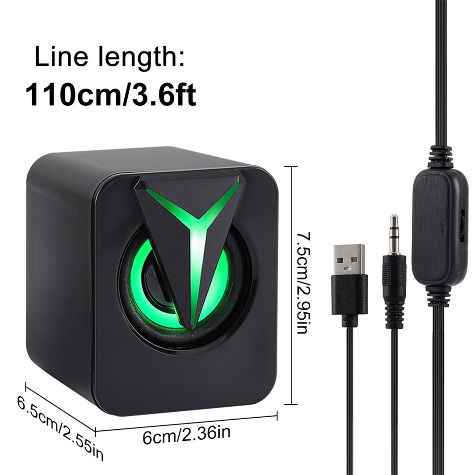 3.5mm RGB LED Mini USB Wired Computer Speakers Stereo Bass For PC ...