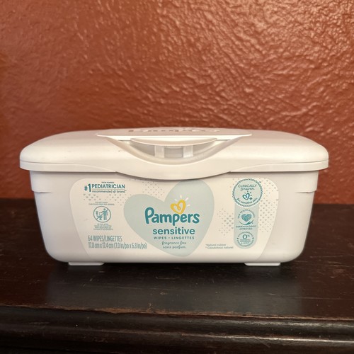 Pampers Sensitive Baby Wipes Plastic Pop Up Refillable Container 64 ...