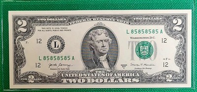 Repeater 8585 Dollar Bill Super Repeater 85858585 $2 Note Fancy Serial ...