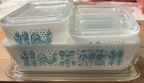 Vintage PYREX Amish Butterprint 8 Pc Refrigerator Ovenware Set 501 502 ...
