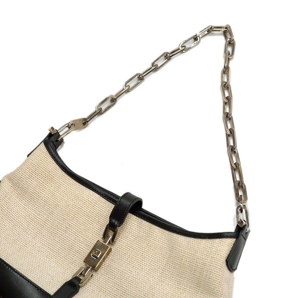 Gucci Jackie Chain Shoulder Bag 1.4032 Bamboo Canvas Black with Dust ...
