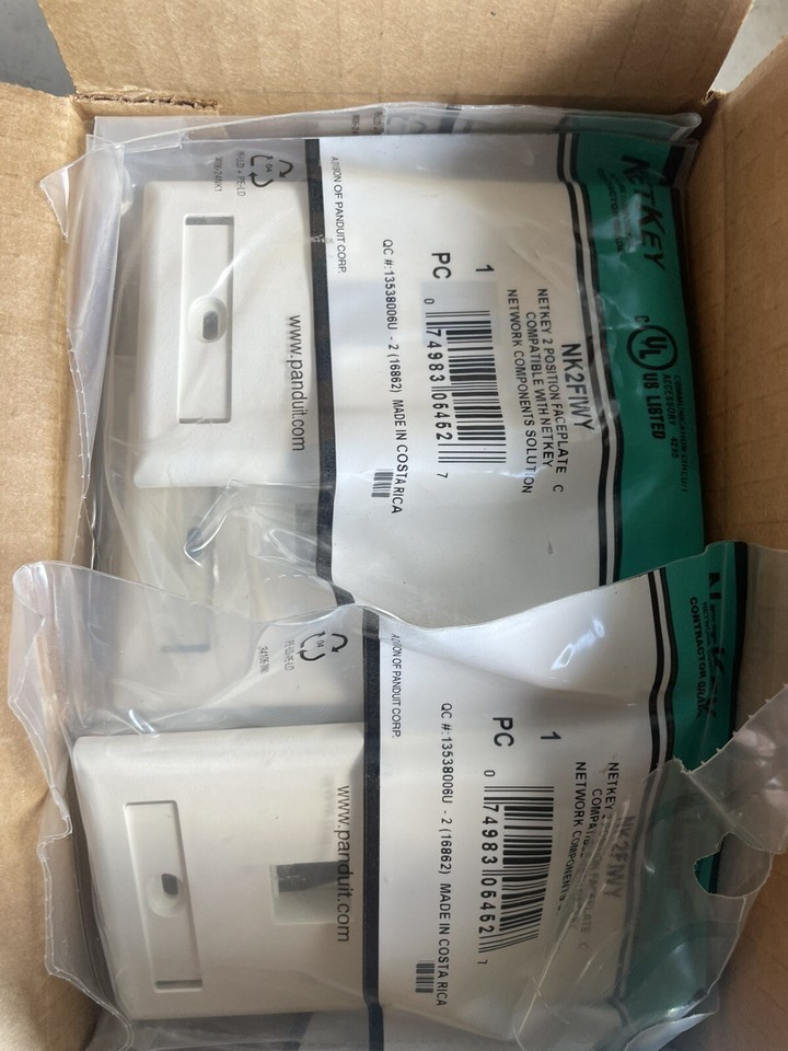 10/pk - Panduit NK2FIWY NetKey 2Position Wall Jack Faceplate C Outlet ...