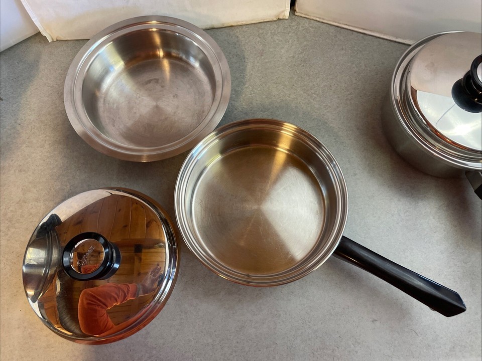 VTG Amway Queen Cookware 3-Ply 18/8 Stainless 5 Pans & 5 Lids-USA ...